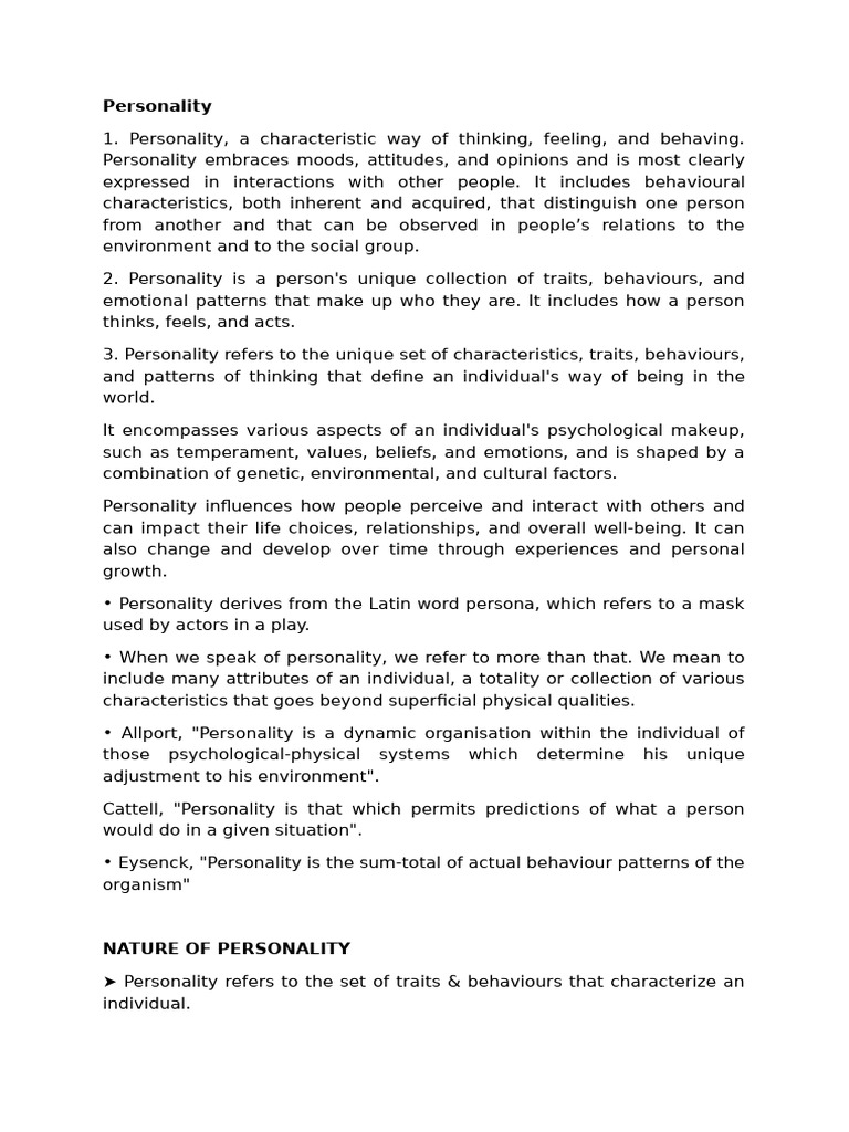 Personality | PDF | Personality Psychology | Humanistic Psychology