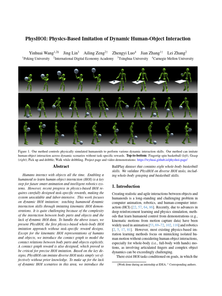 PhysHOI Physics-Based Imitation of Dynamic Human-Object Interaction ...