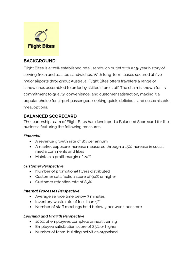 Flight Bites Case Study Week 3 T2 2024 | PDF