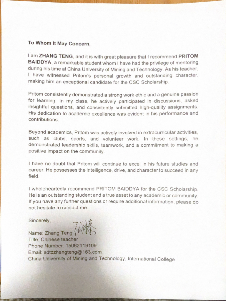 Recommendation Letter 1 | PDF