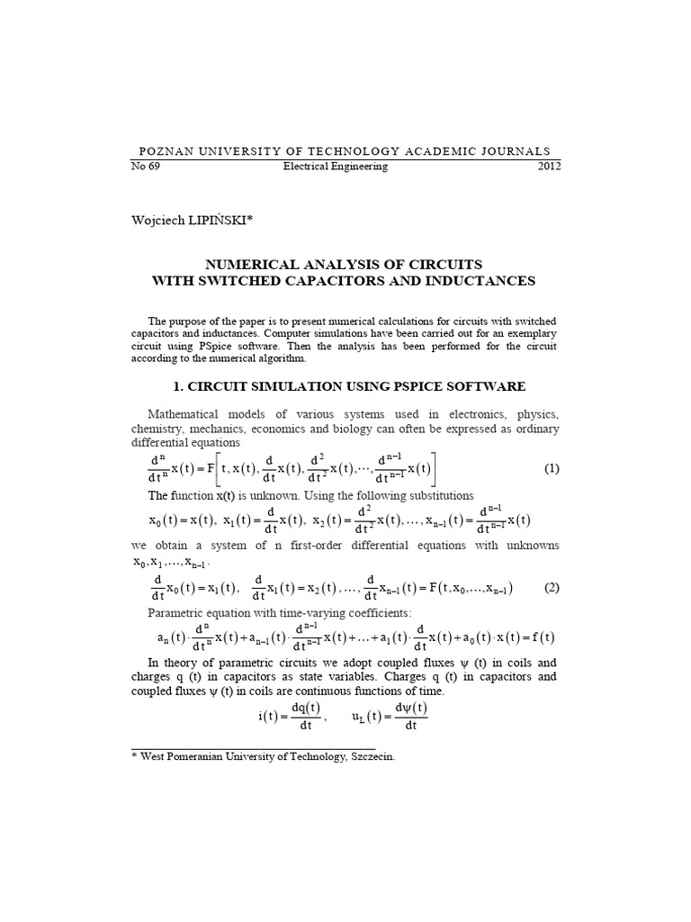 Numerical Analysis of Circuits With | PDF | Inductance | Electrical Network