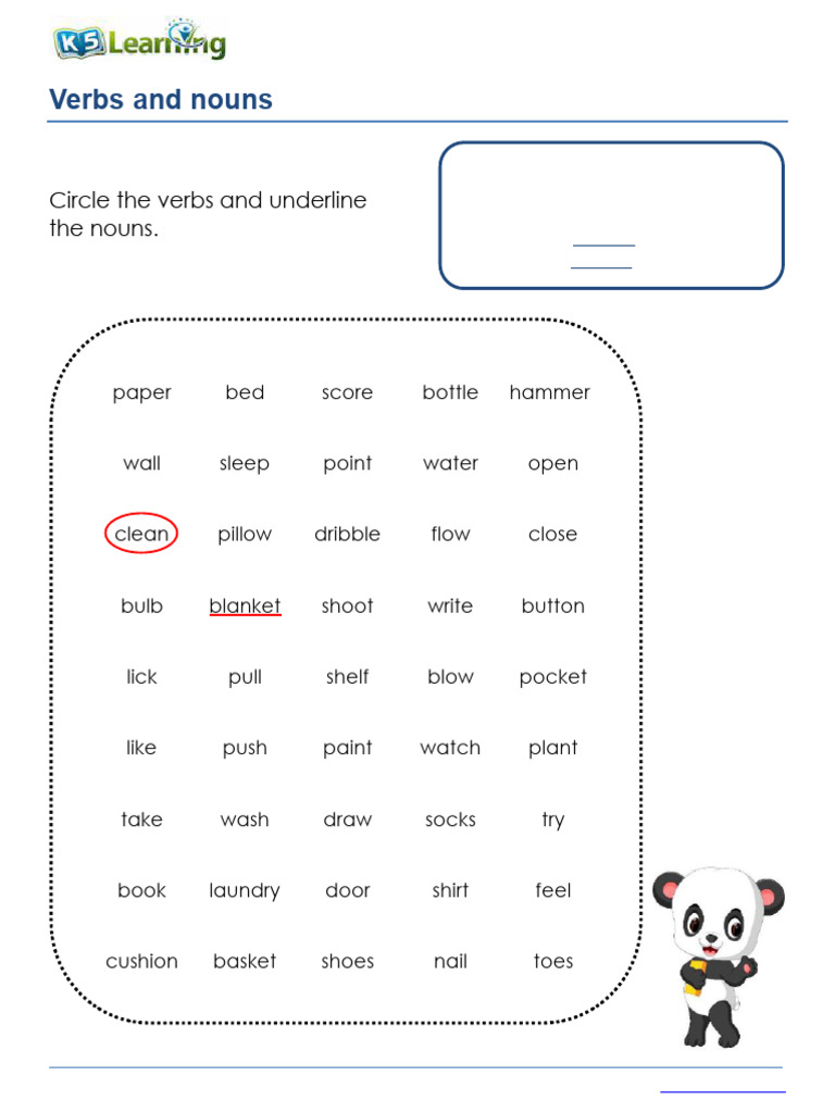 Grade 3 Nouns Verbs B | PDF