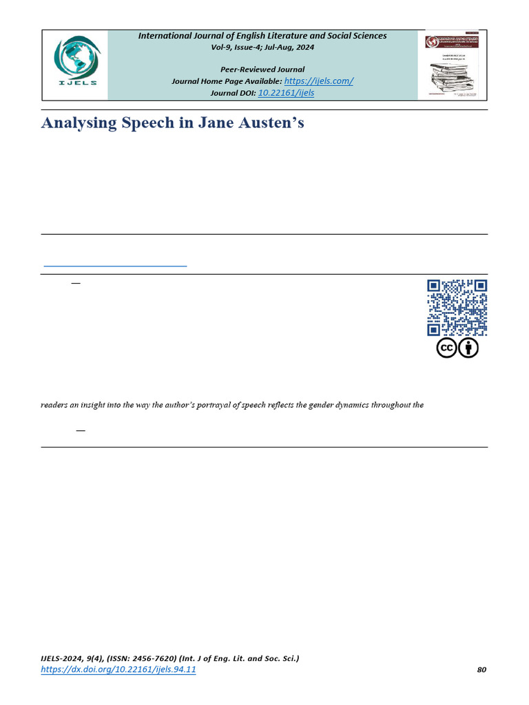 Gendered Speech in Austen's Pride and Prejudice | PDF | Pride And ...