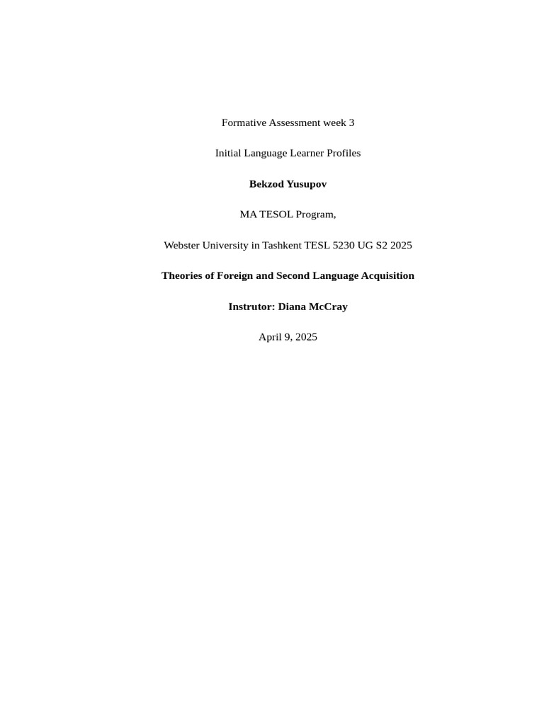 Language Learner Profiles Analysis | PDF | Second Language Acquisition ...