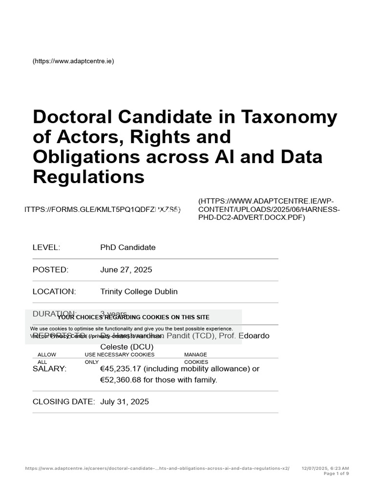 Doctoral Candidate in Taxonomy of Actors, Rights and Obligations Across ...