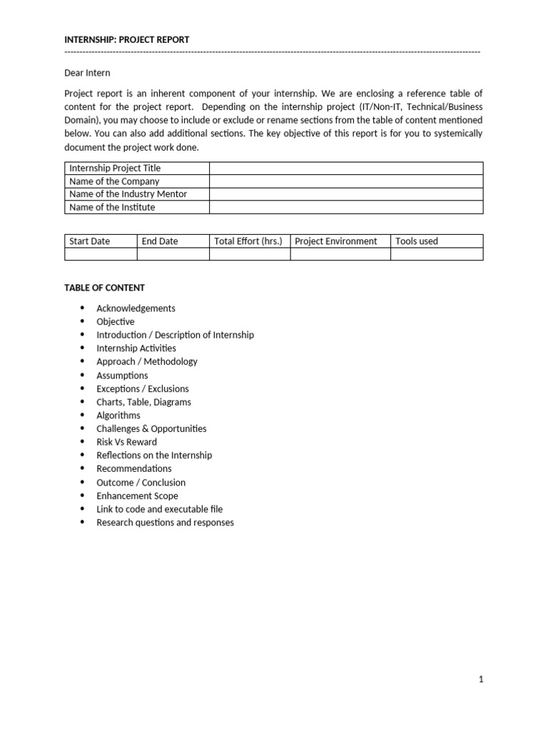 Internship Project Report Guidelines | PDF