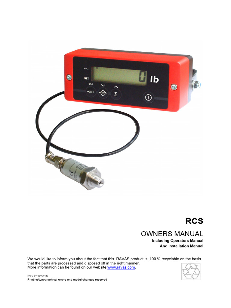 RAVAS RCS Forklift Scale Manual | PDF | Weight | Calibration