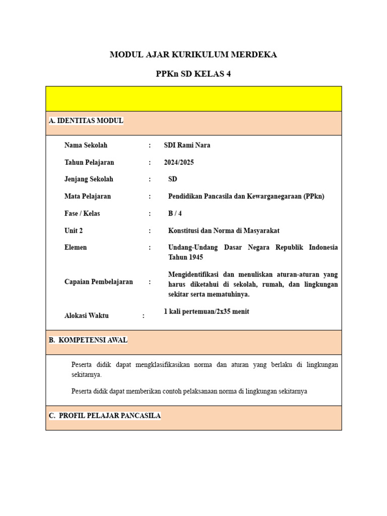 MODUL AJAR PPKN | PDF