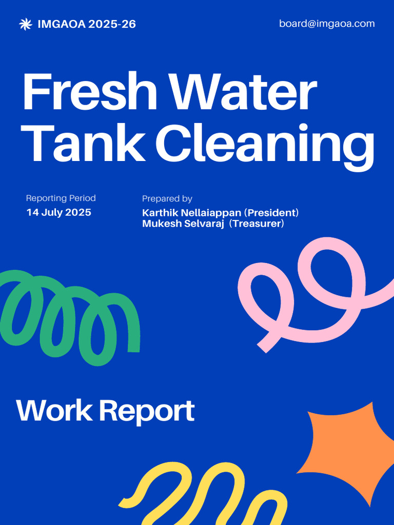IMGAOA-WTP Fresh Water Tank Cleaning Work Report-2025-26 | PDF | Water ...