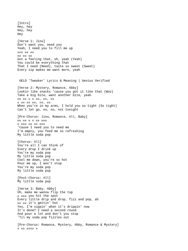 Soda Pop Lyrics | PDF