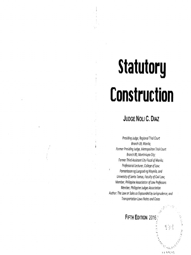 Statutory Construction Judge Diaz | PDF