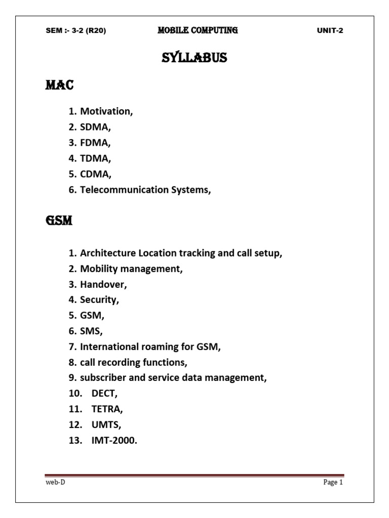 MC Unit-2 | PDF | Computer Network | Channel Access Method