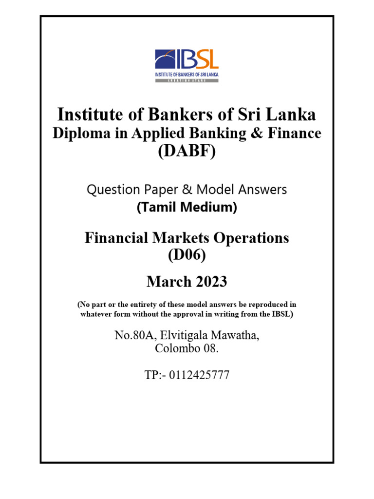 Institute of Bankers of Sri Lanka: Diploma in Applied Banking & Finance ...
