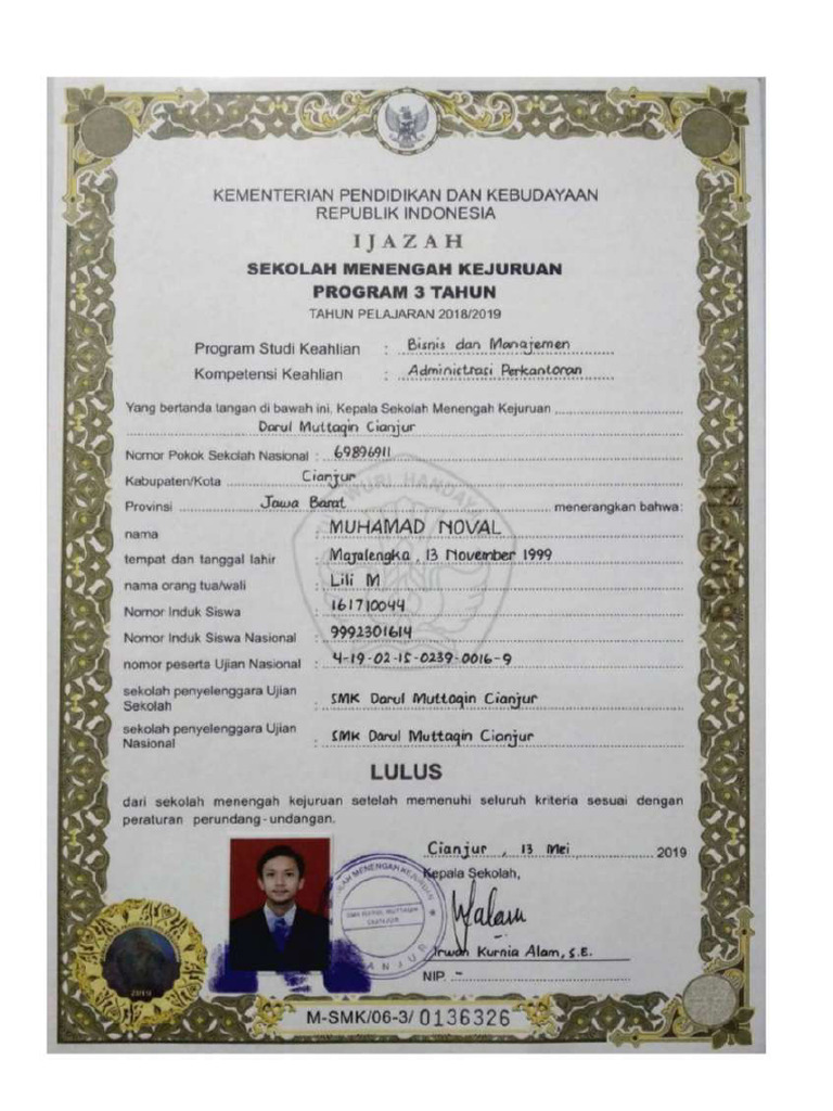 Ijazah & Transkip Nilai | PDF