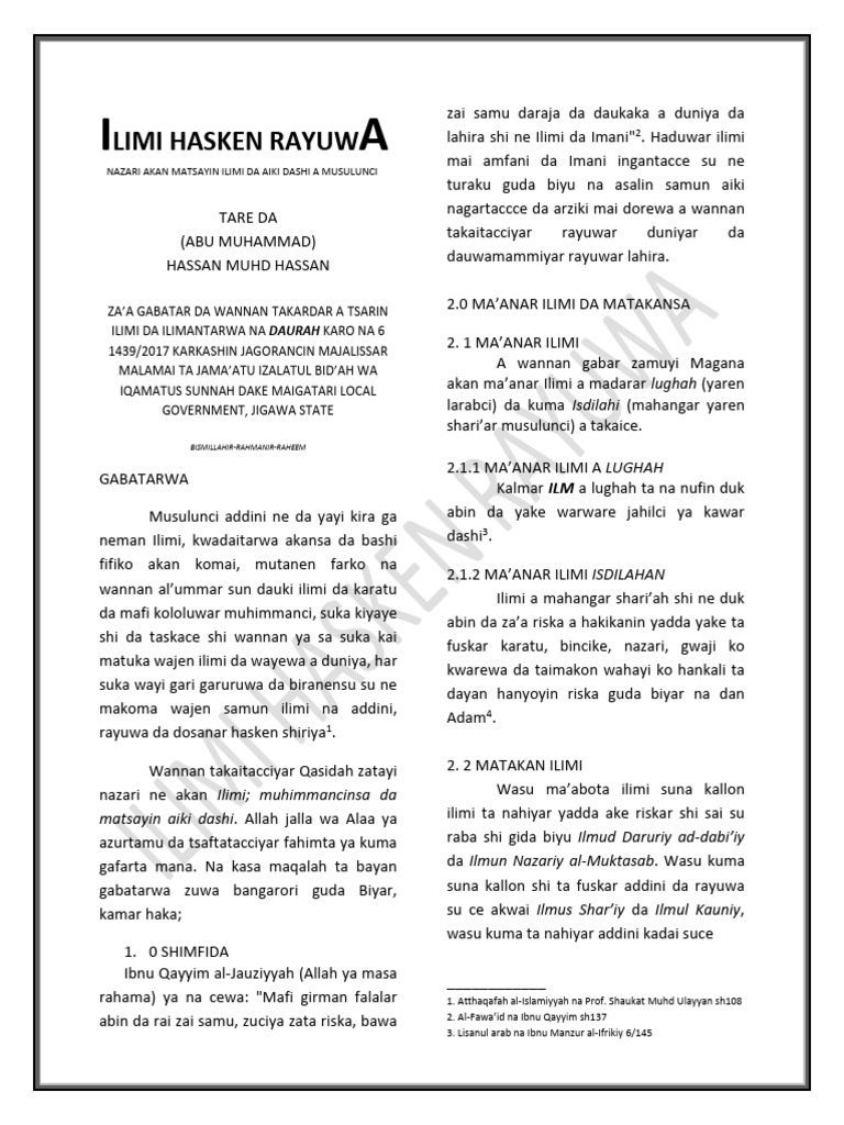 Ilimi Hasken Rayuwa | PDF