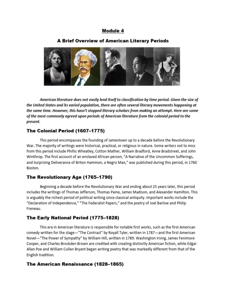 A Brief Overview of American Literary Periods - EnGL 13 | PDF ...