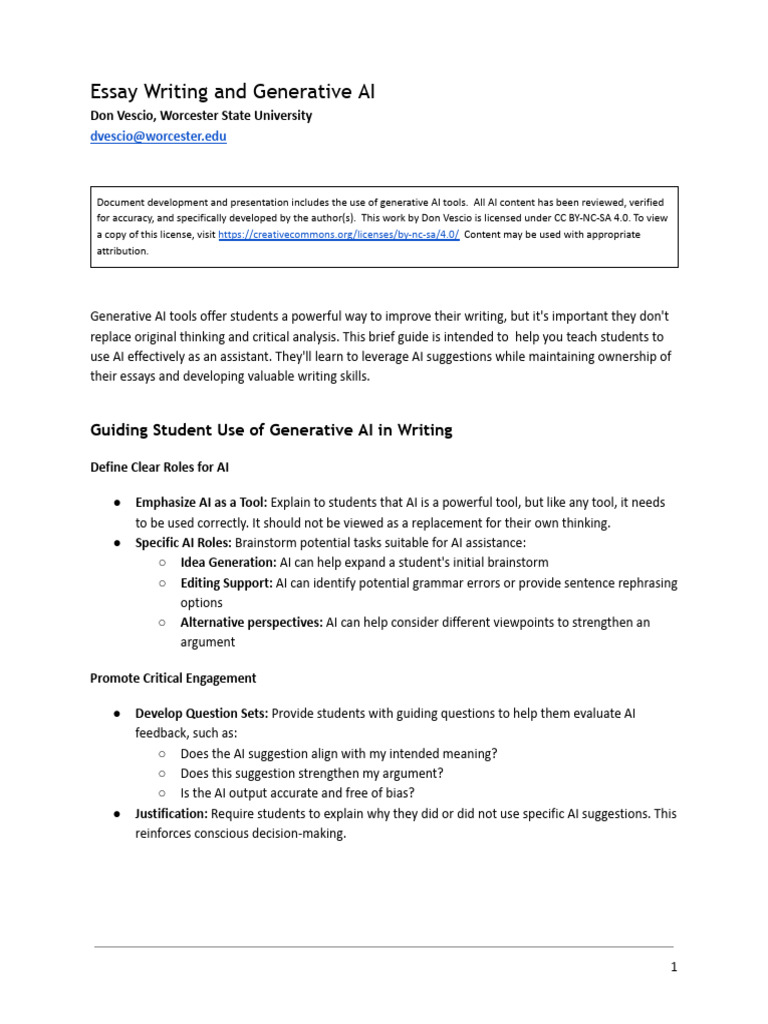 Essay Writing and Generative AI | PDF | Artificial Intelligence ...