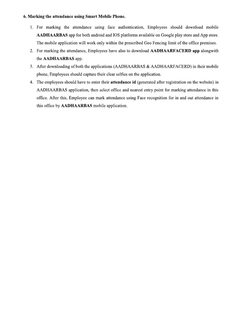 Process To Mark The Attendance Using Mobile | PDF