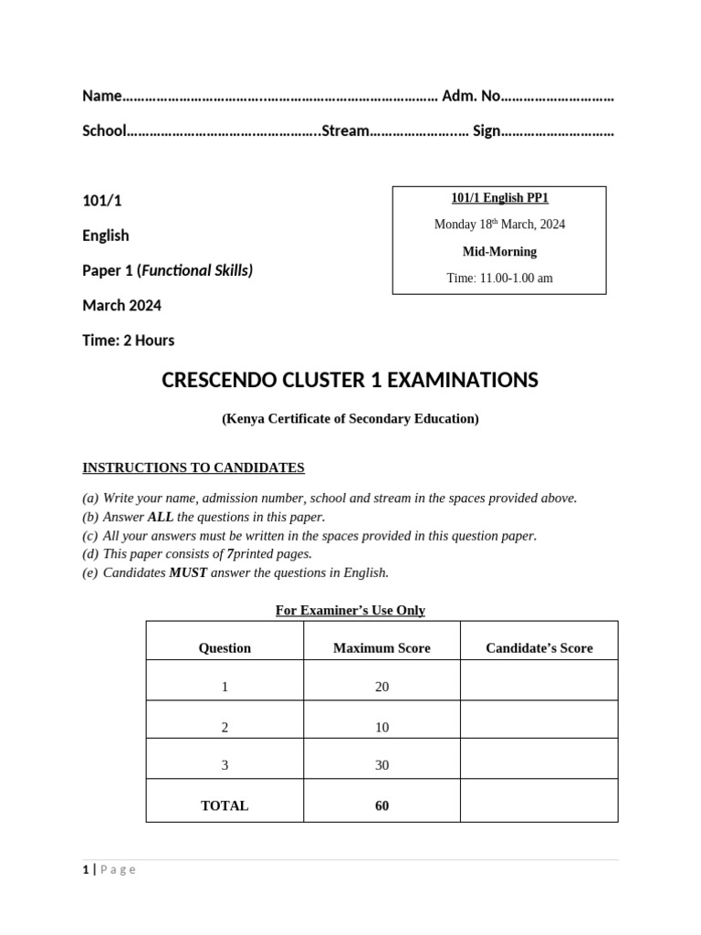 Crescendo Cluster Eng Pp1 f4 | PDF