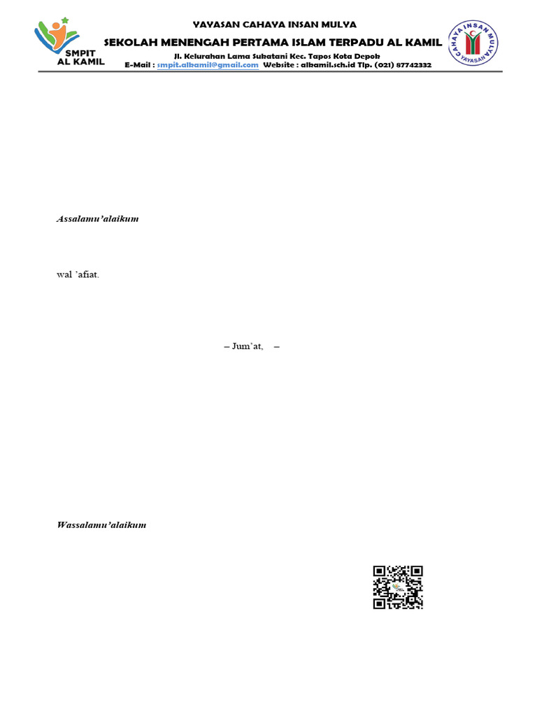 Surat Informasi Asesmen Sumatif Akhir Semester Ganjil | PDF