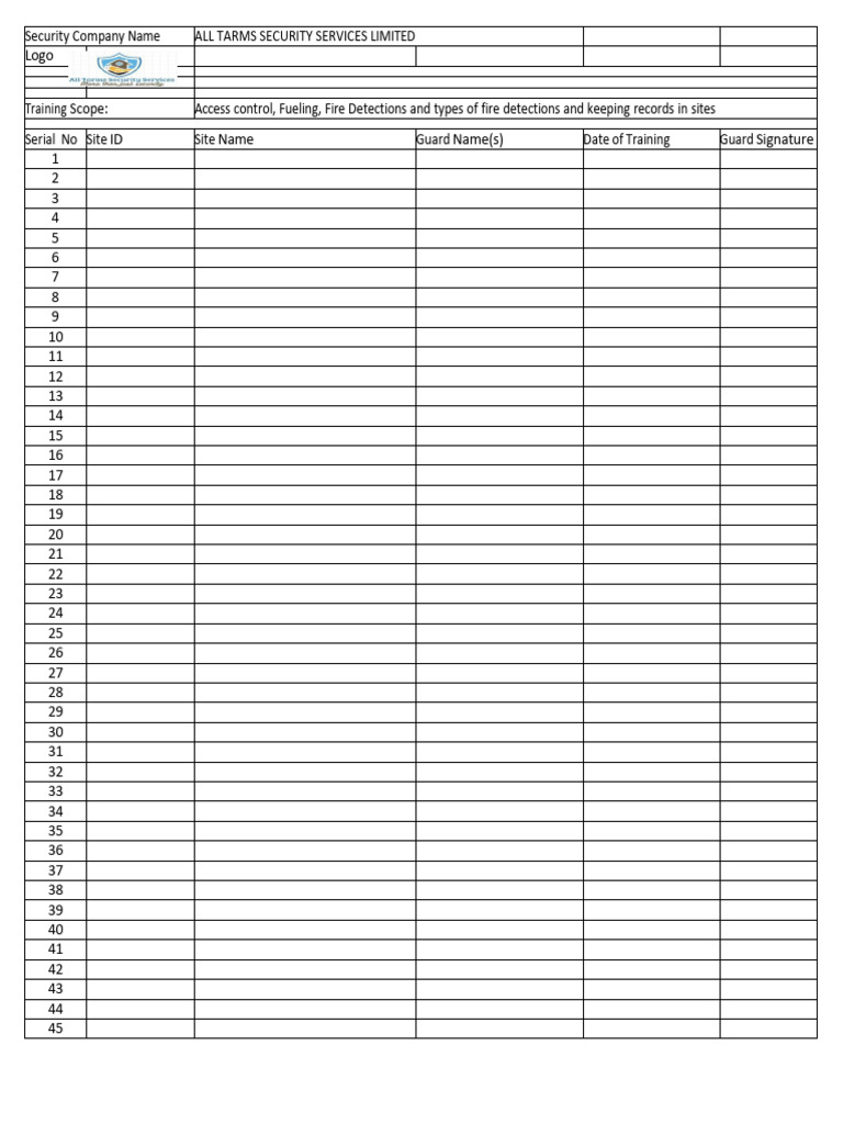 Guard Training Record Form EDITED | PDF