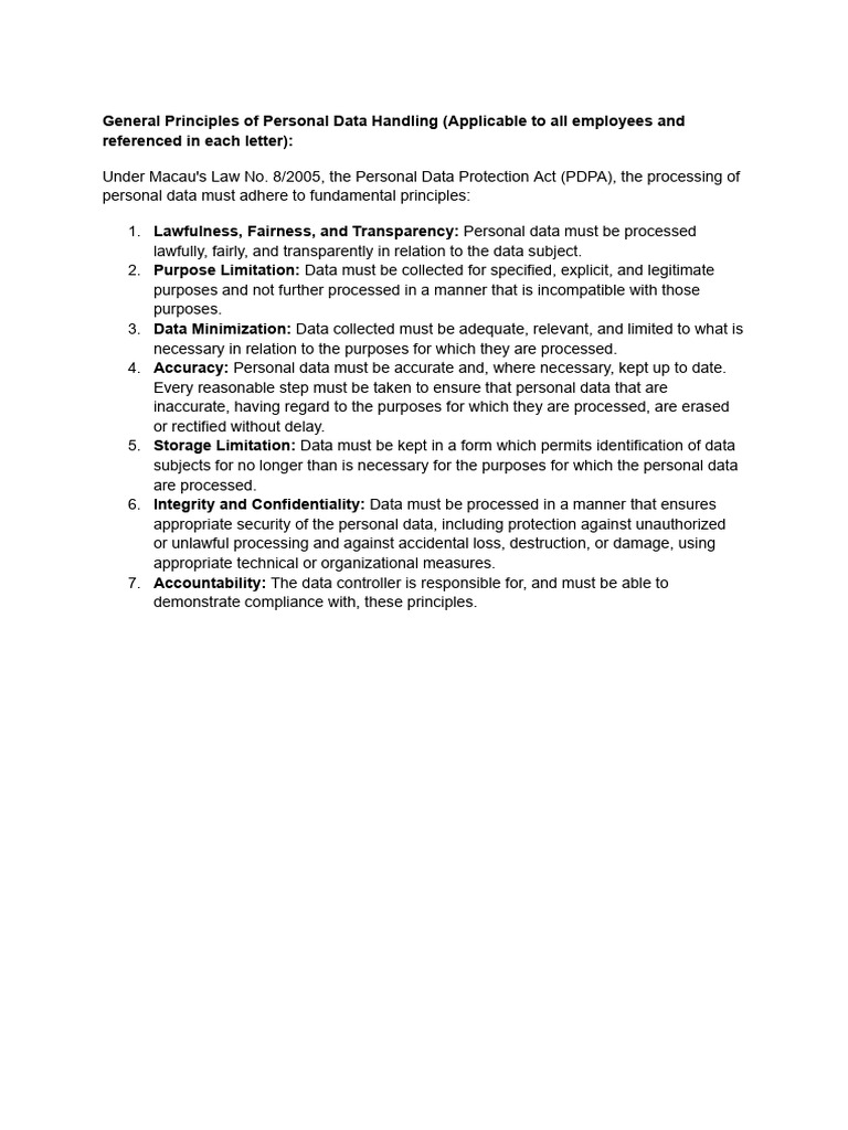 General Principles of Personal Data Handling (Applicable To All ...