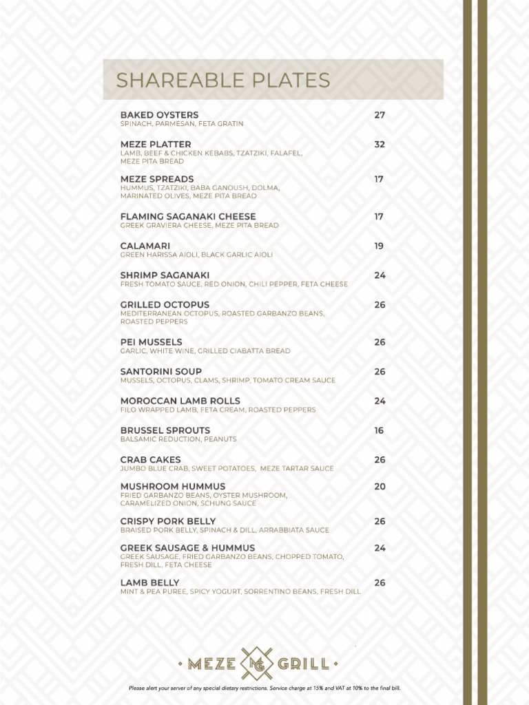Meze Food Menu Website | PDF
