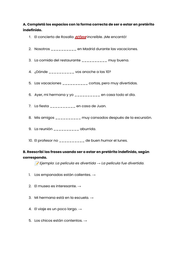 Ser y Estar Pretérito Indefinido | PDF