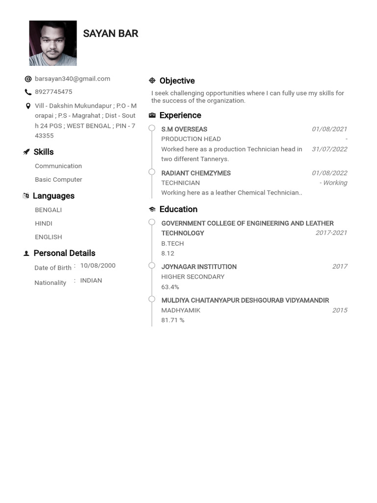 My CV Sayan Bar-2 | PDF