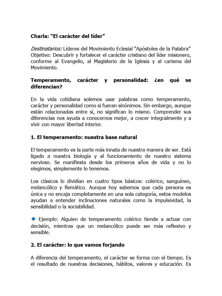 Carácter del Líder Misionero | PDF | Temperamento | Jesús