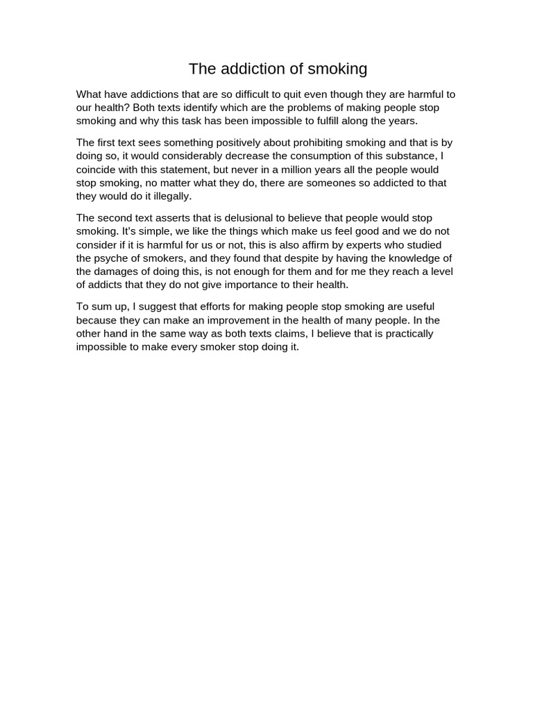 The Addiction of Smoking | PDF