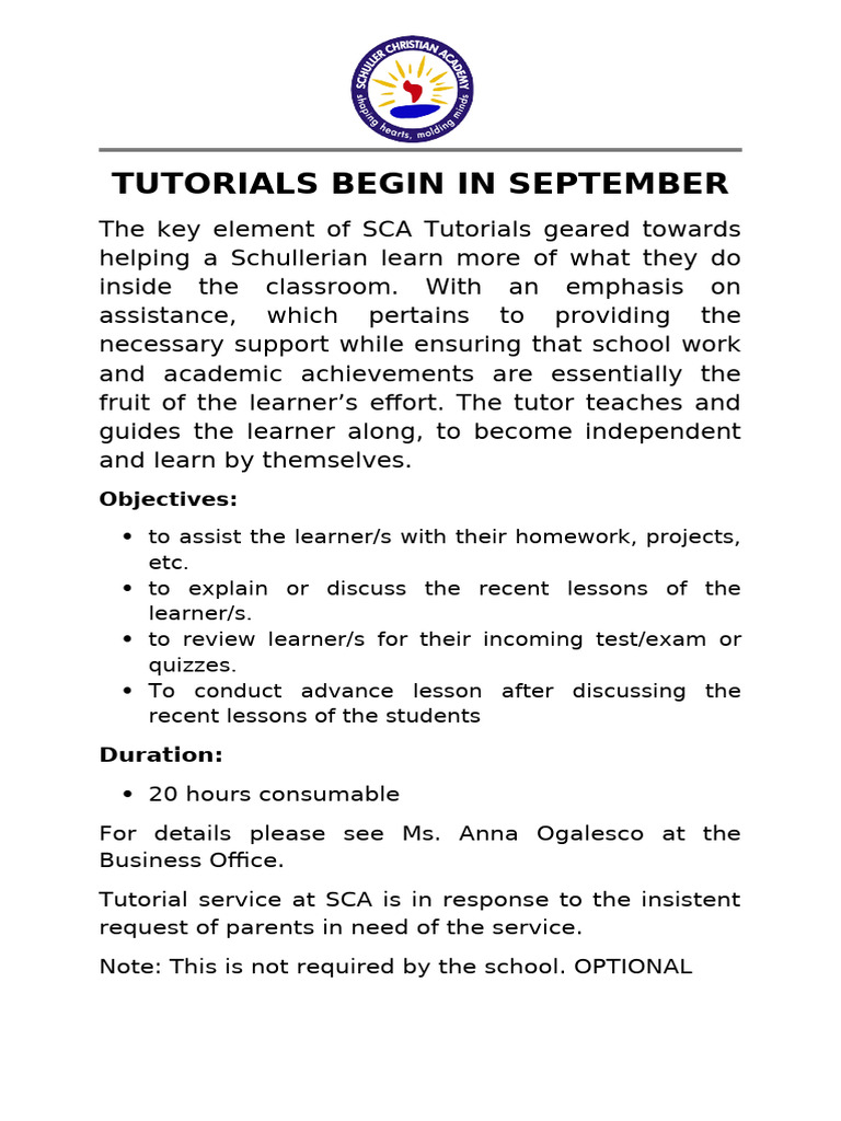 SCA Tutorial Services Overview | PDF
