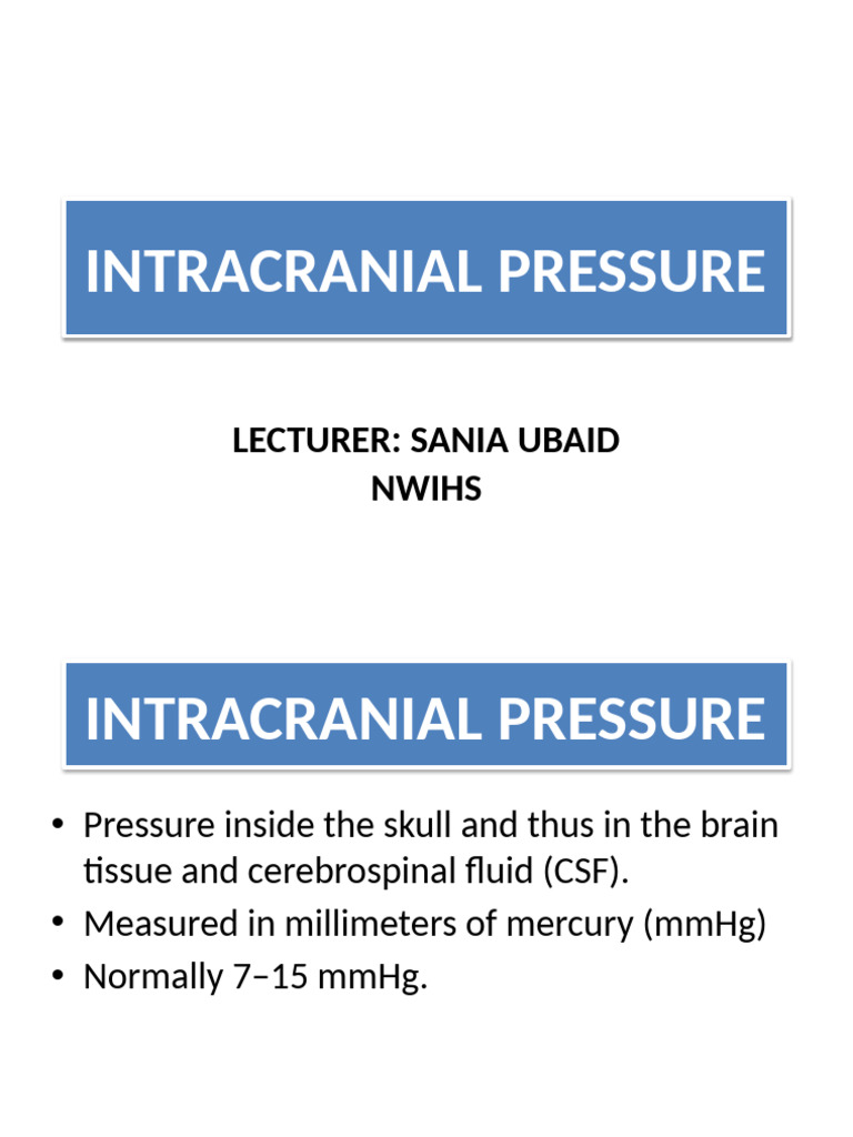 Understanding Normal Intracranial Pressure | PDF | Diseases And ...