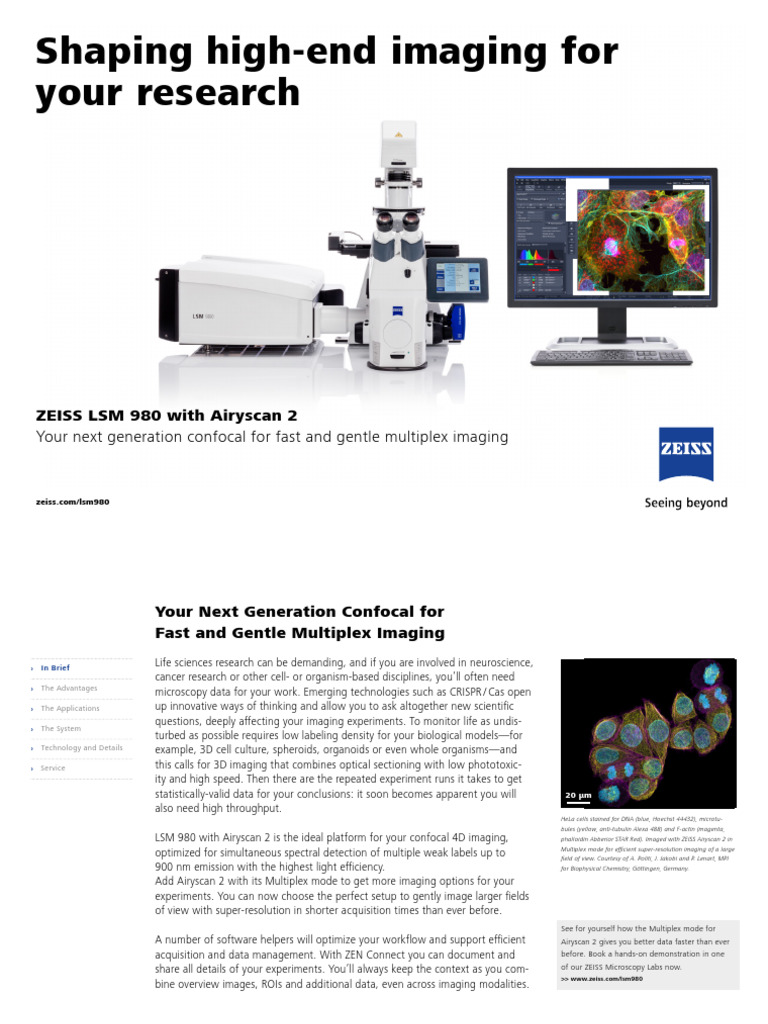 ZEISS LSM 980: Advanced Confocal Imaging | PDF | Confocal Microscopy ...