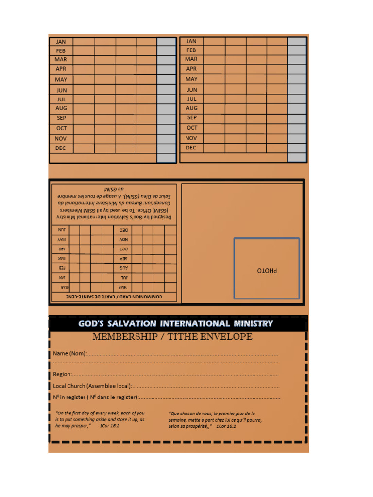GSIM Membership Tithe Envelope Template | PDF