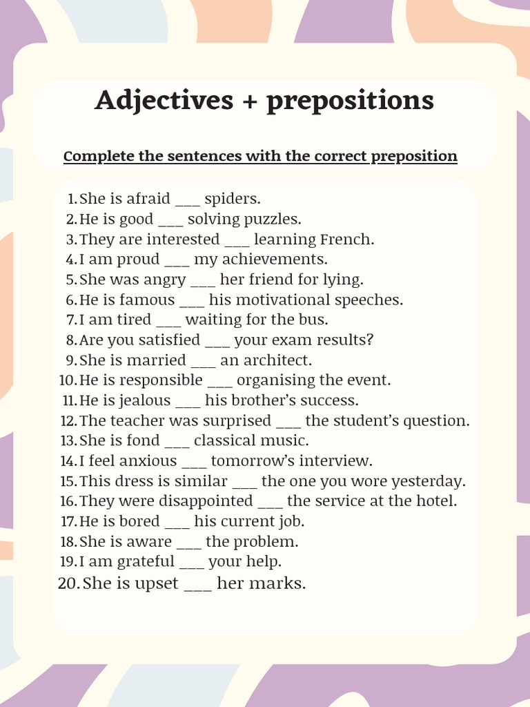 Adjectives + Prepositions | PDF