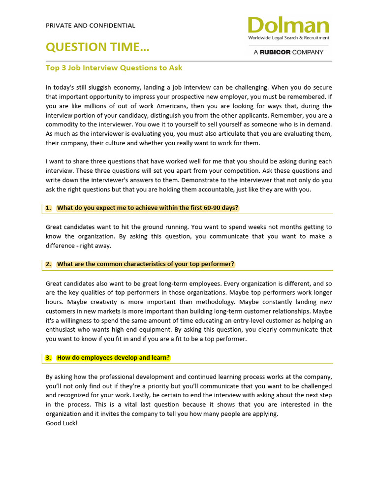 Foolproof Job Interview Questions | PDF | Job Interview