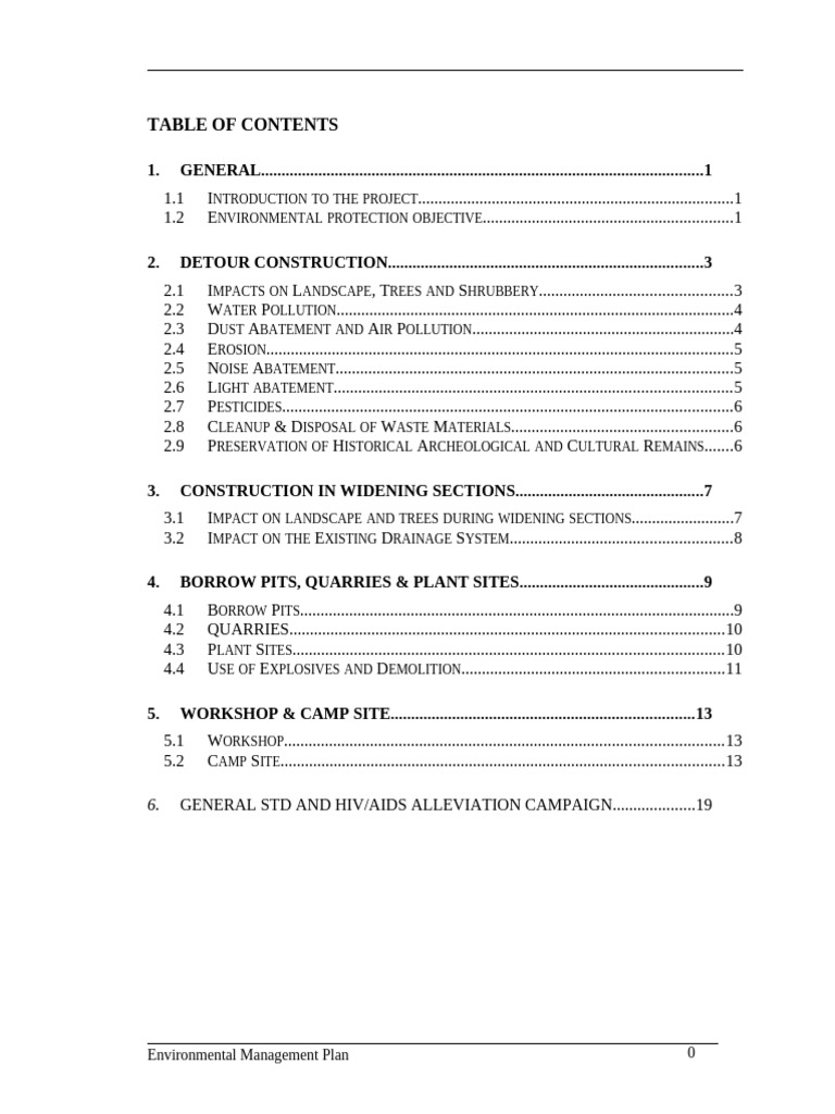 Environmental Management Plan for Road Upgrade | PDF | Sexually ...
