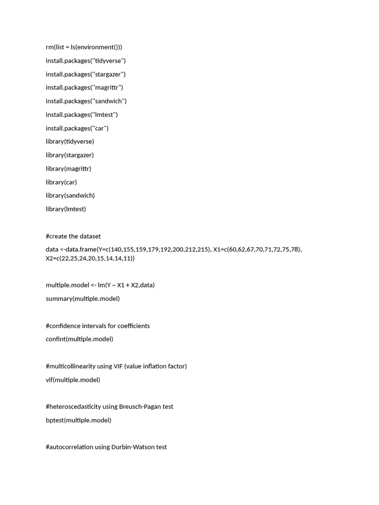 R Multiple Regression Analysis Guide | PDF