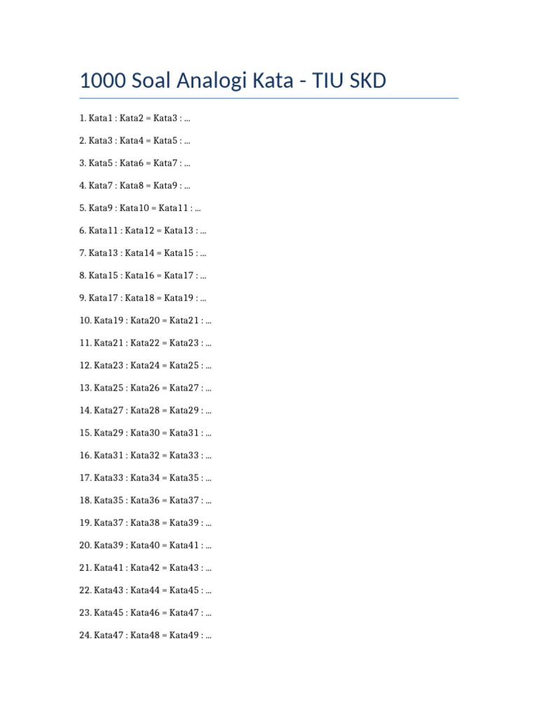 1000 Soal Analogi Kata TIUSKD | PDF