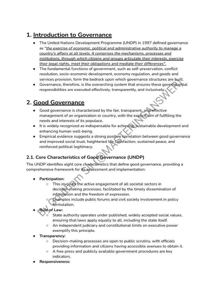 Understanding Good Governance Principles | PDF | Governance ...
