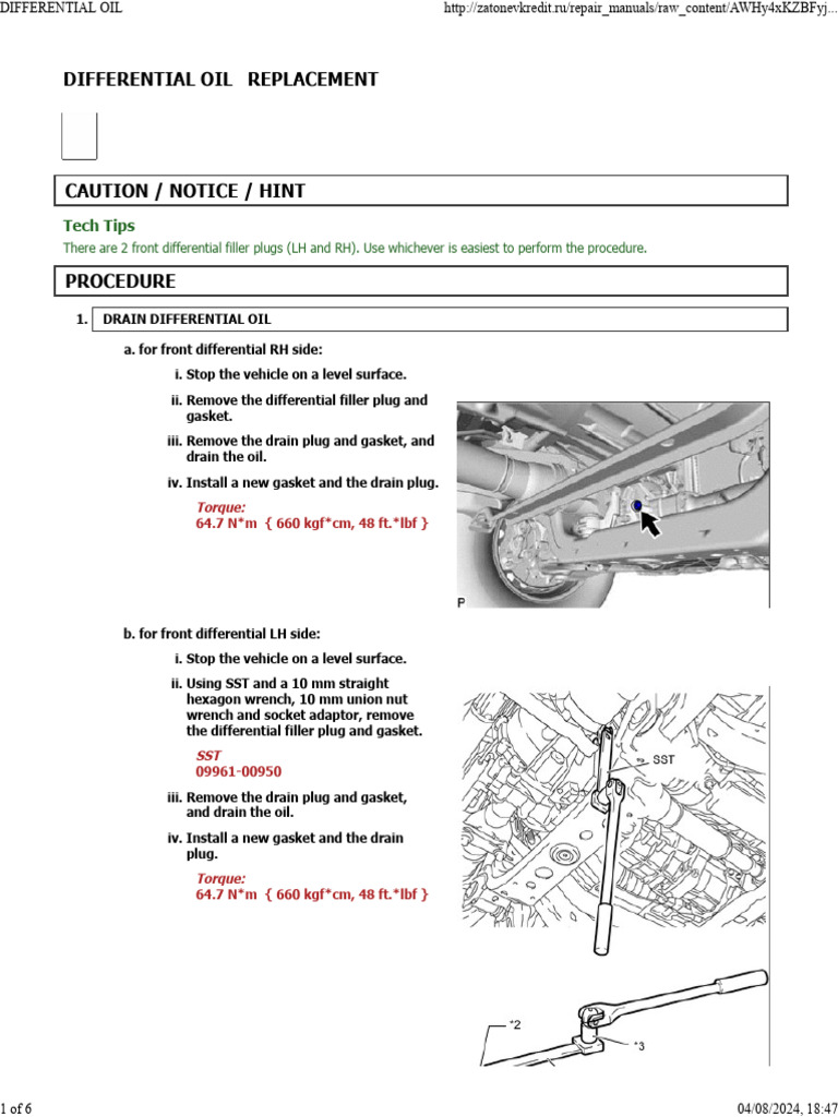 Differential Oil Change Procedure | PDF | Nut (Hardware) | Mechanical ...
