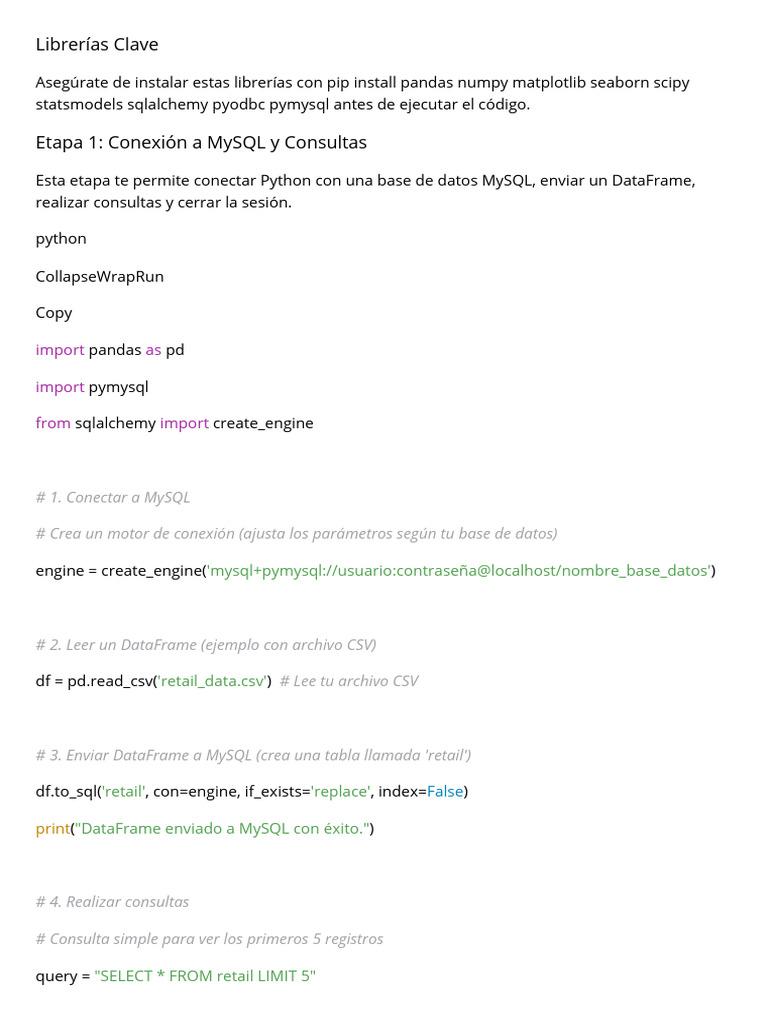 Librerías Clave | PDF | Mi sql | Python (lenguaje de programación)