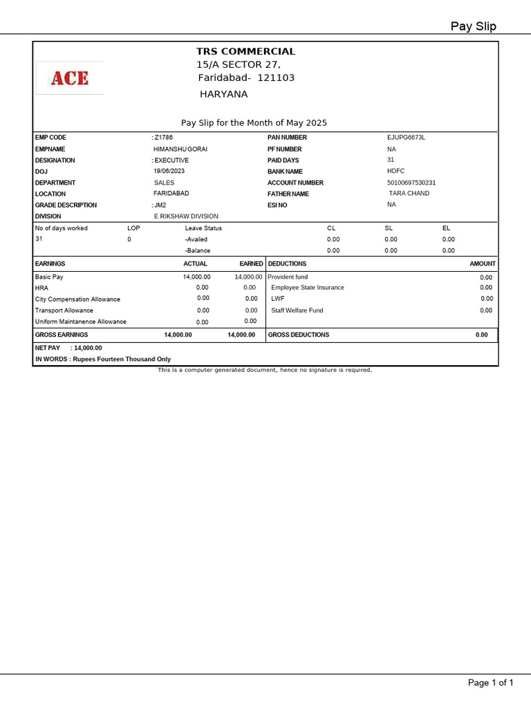May 2025 Pay Slip for Executive | PDF | Government Finances | Taxes