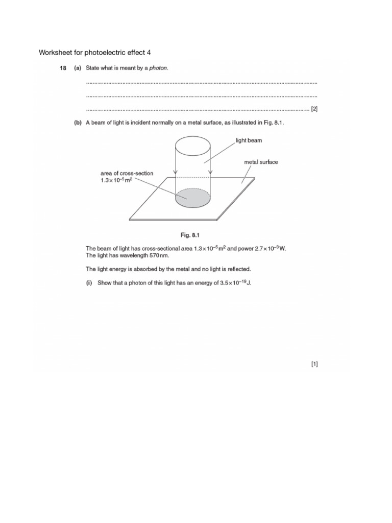 Photoelectric Effect Worksheet 6 | PDF
