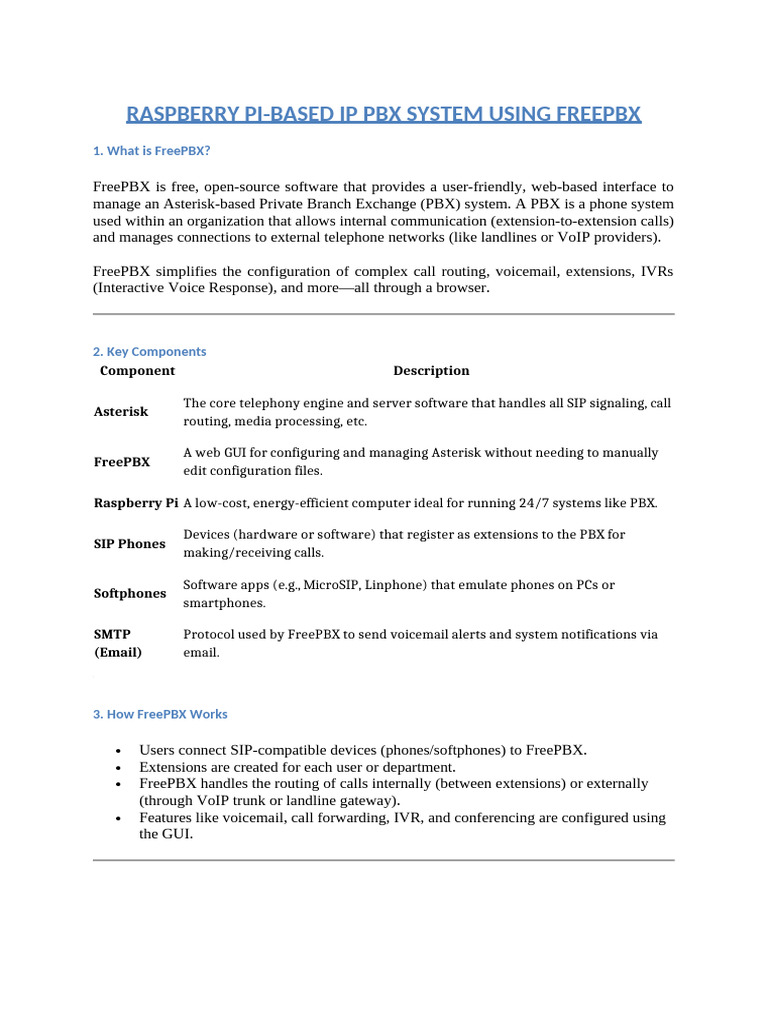 RaspberryPi FreePBX Documentation | PDF | Session Initiation Protocol | Interactive Voice Response