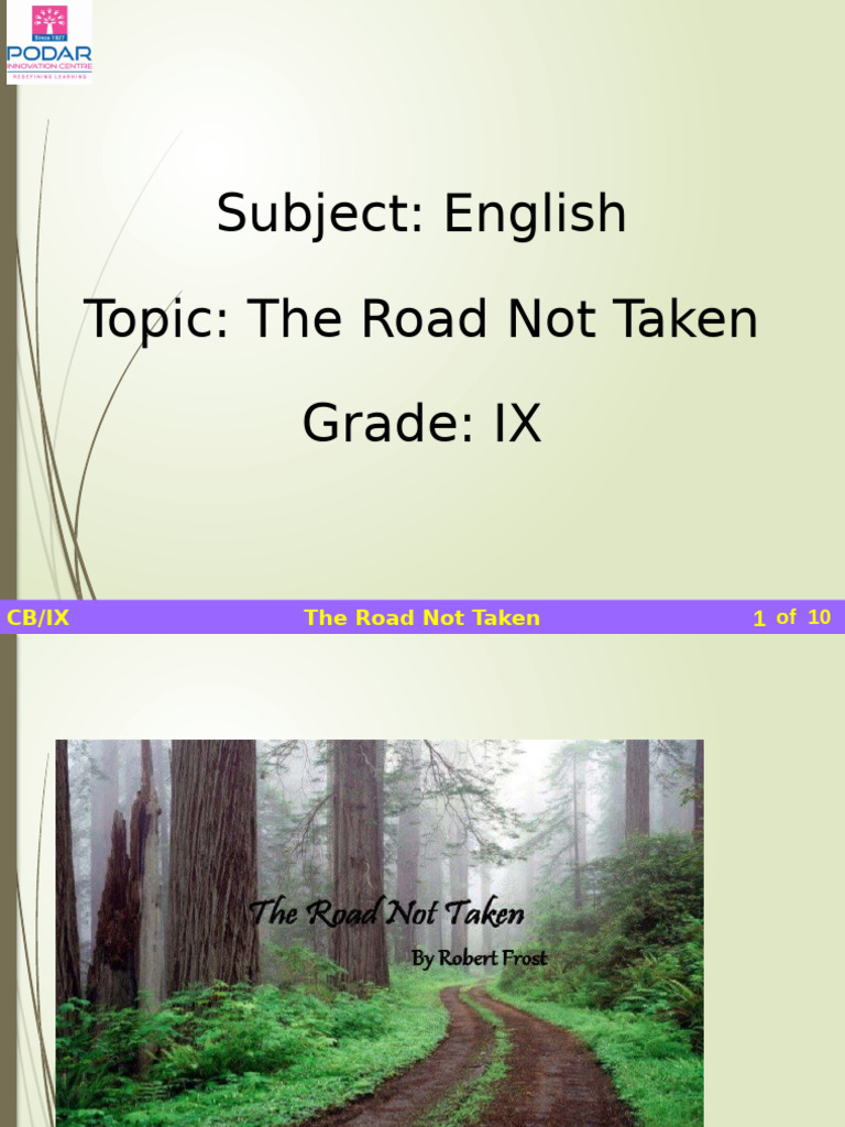 PPT1 CB IX Eng The Road Not Taken | PDF