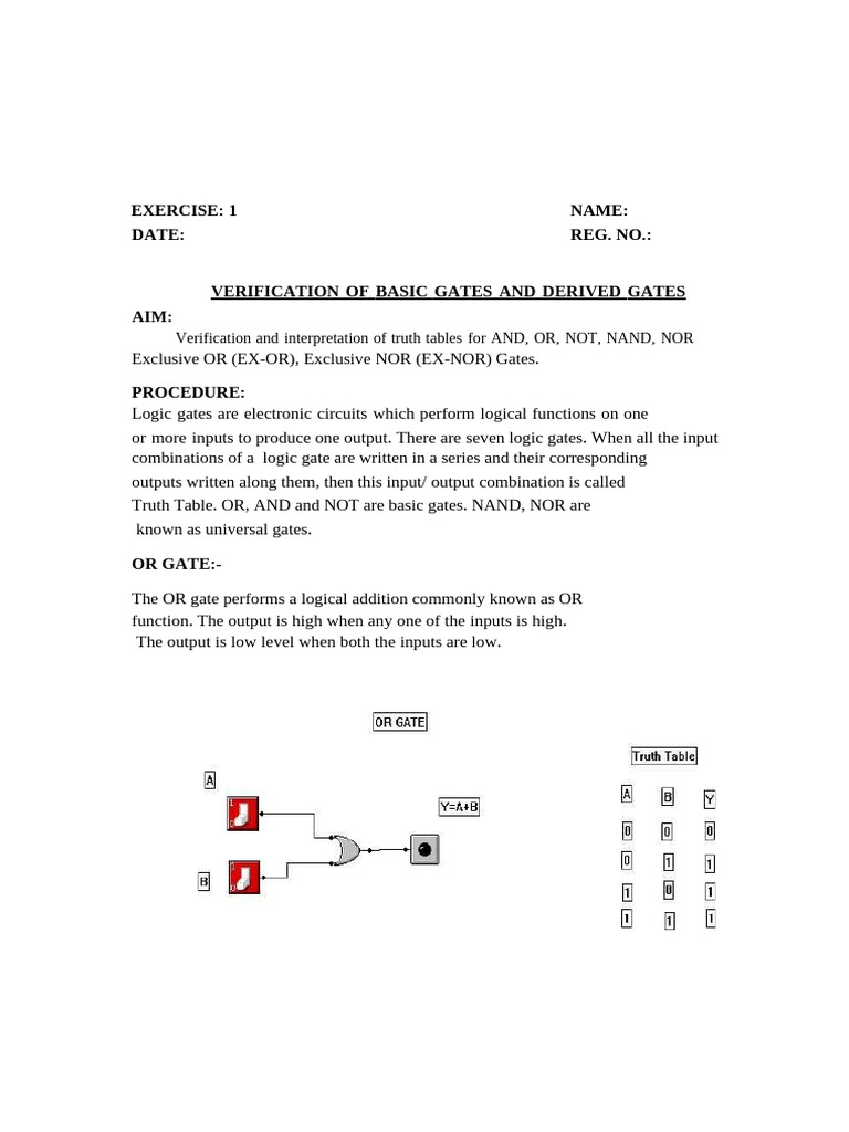 Logic Gates and Boolean Algebra Exercises | PDF | Logic Gate | Computer ...