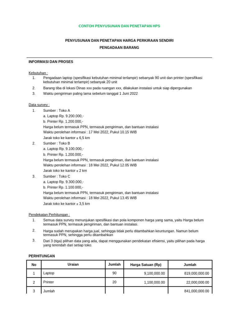 Contoh HPS - Barang | PDF