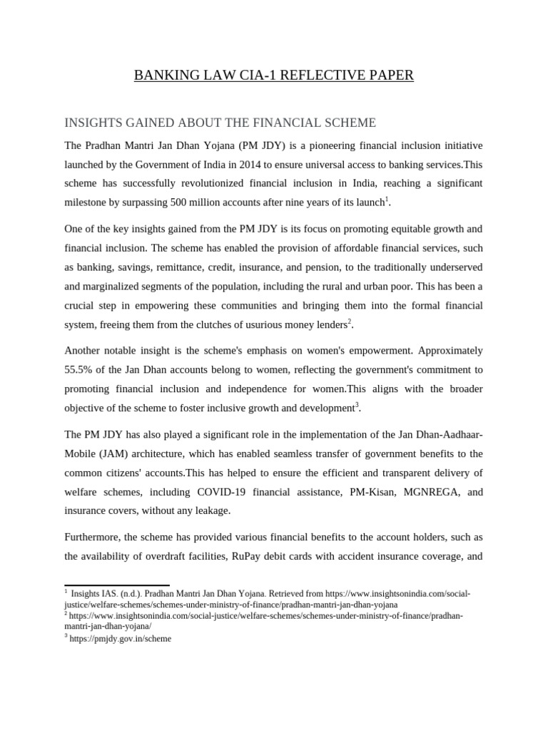 BANKING LAW CIA Reflective Paper | PDF | Financial Inclusion ...
